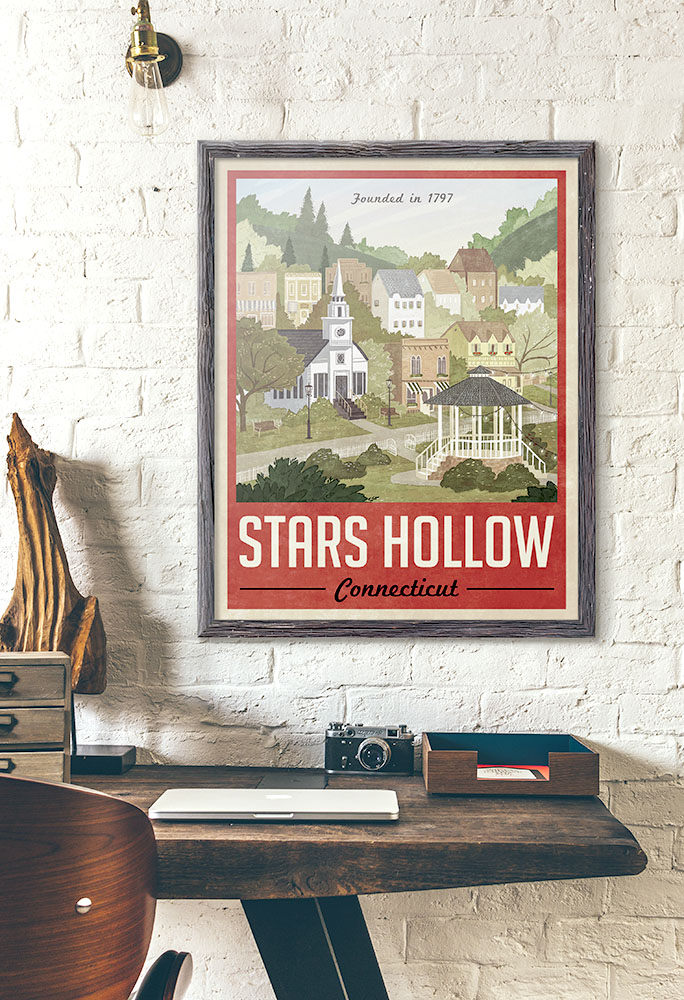 Stars Hollow Red Travel Poster – Finding Stars Hollow